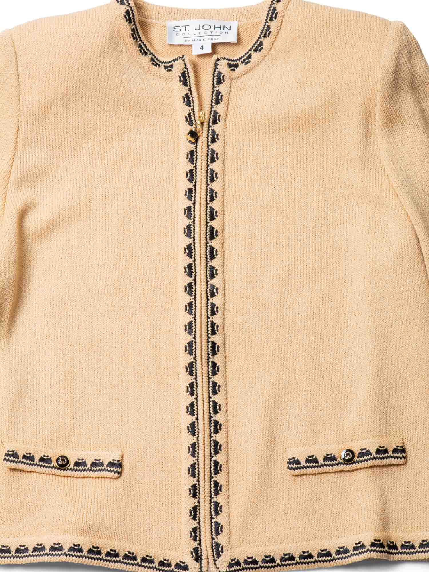 St John Knit Fringe Jacket Beige
