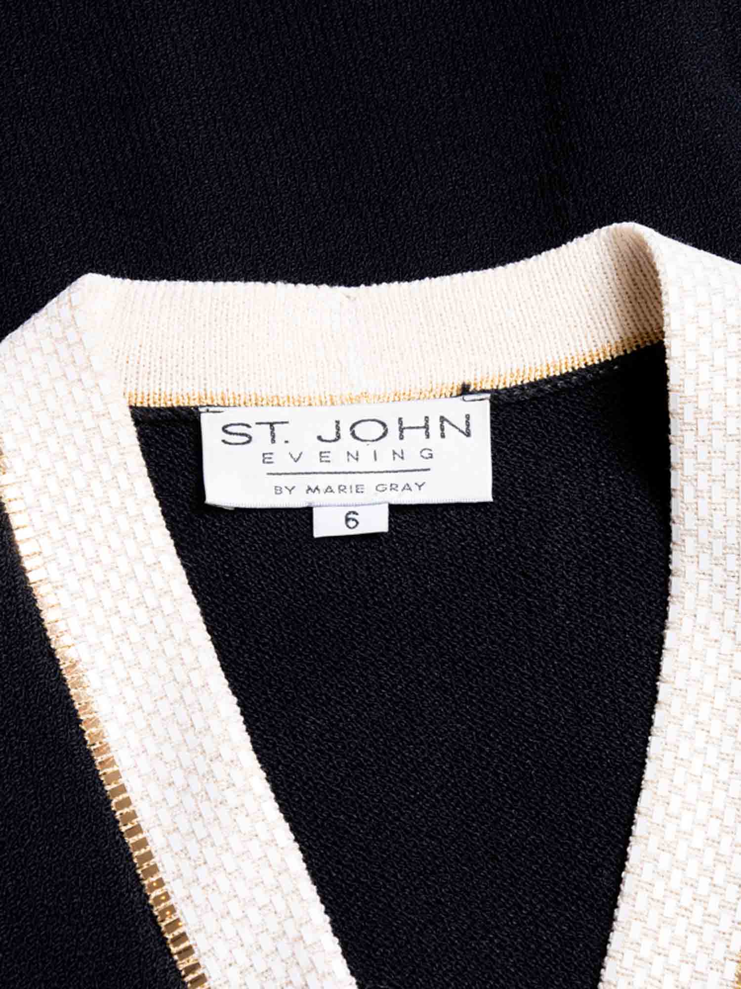 St John Knit Tweed Jacket Black Ivory