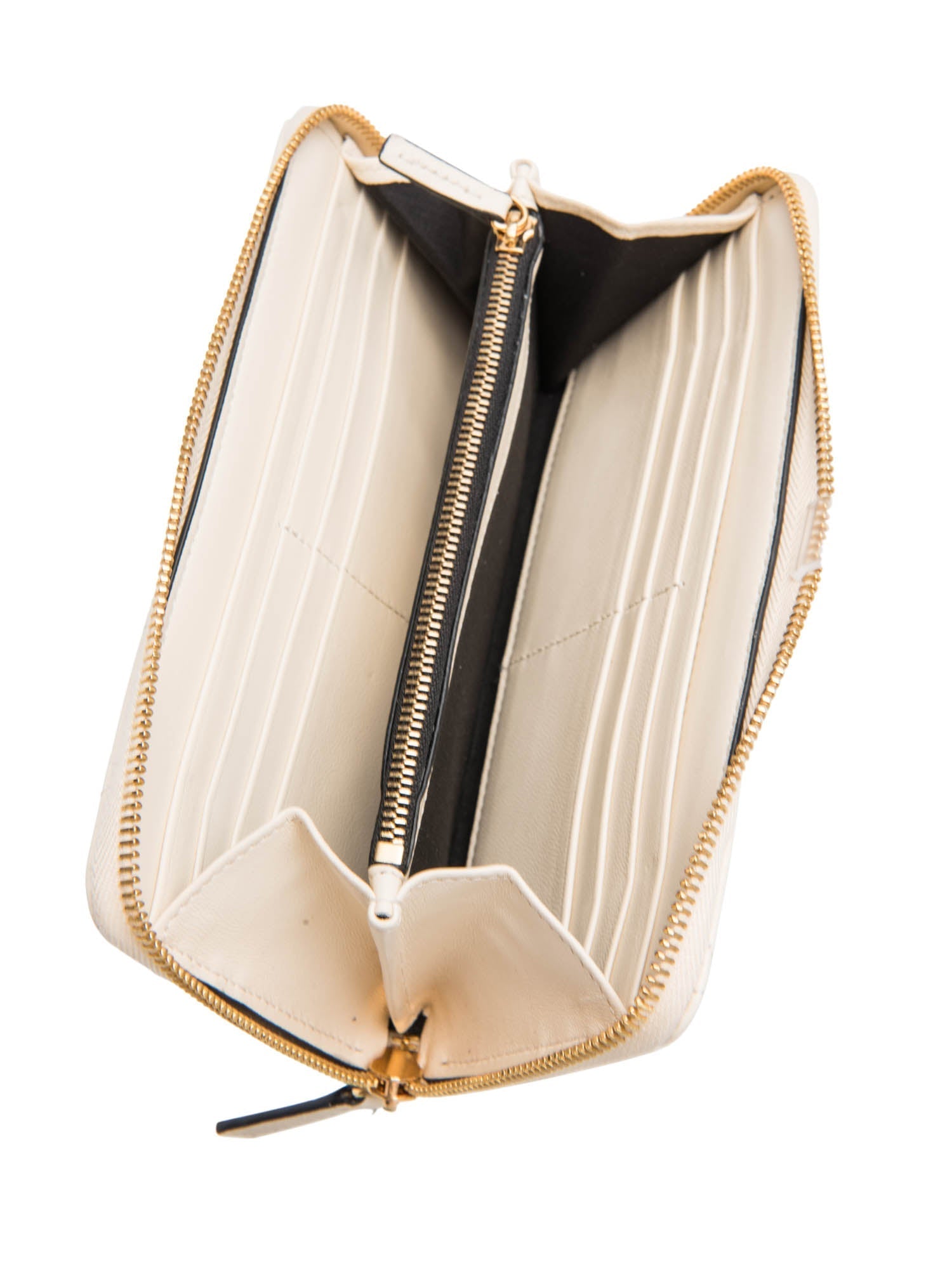 Versace Logo Quilted Leather Long Zippered Wallet Ivory