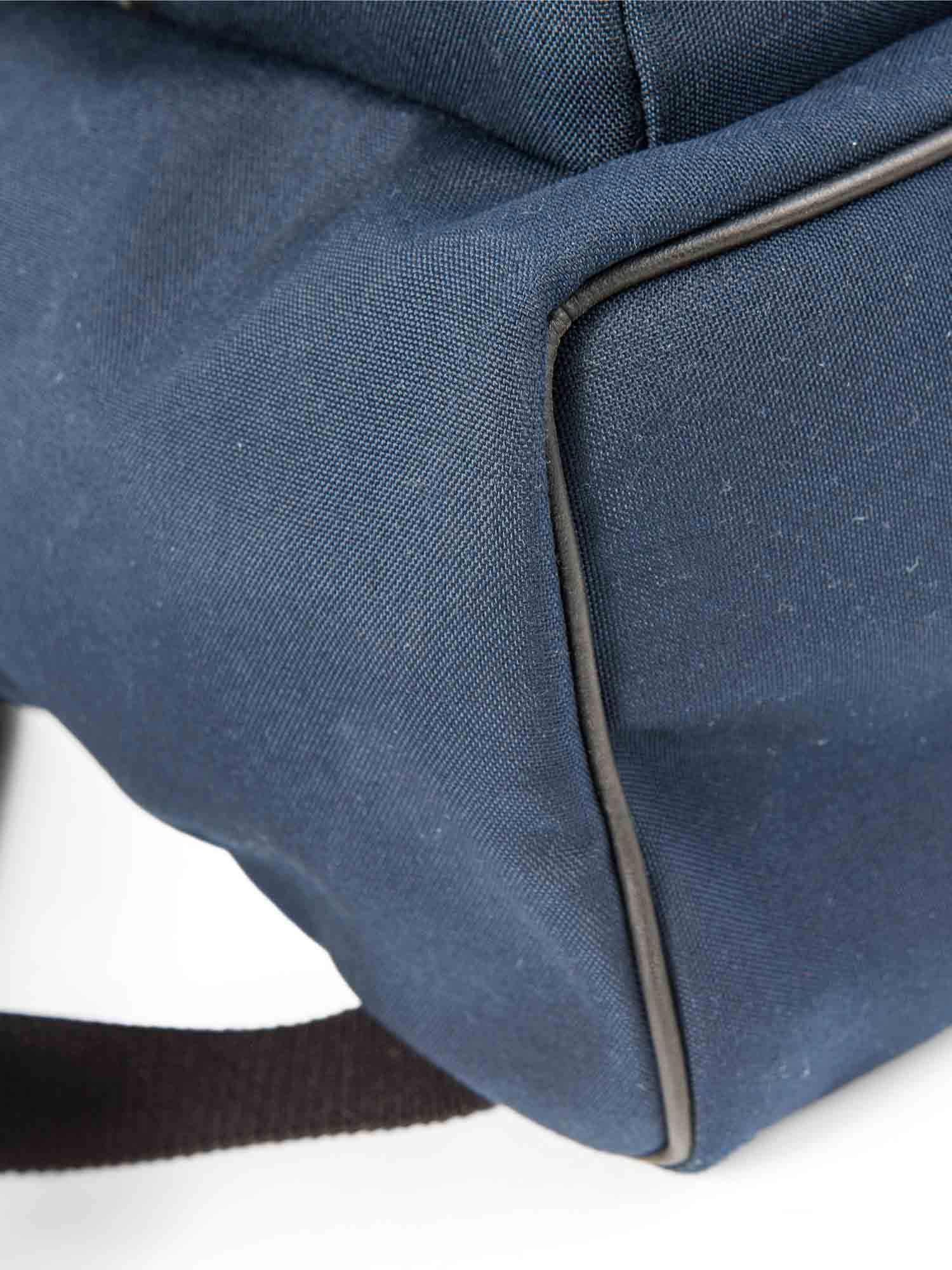 Yves Saint Laurent Logo Canvas Leather Large Backpack Navy Black