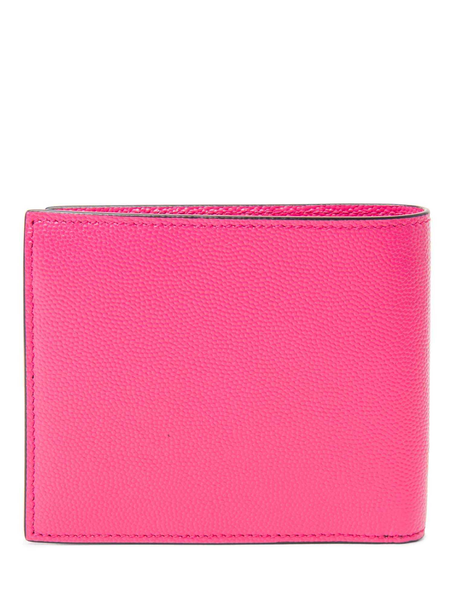 Yves Saint Laurent Logo Leather Bifold Wallet Pink