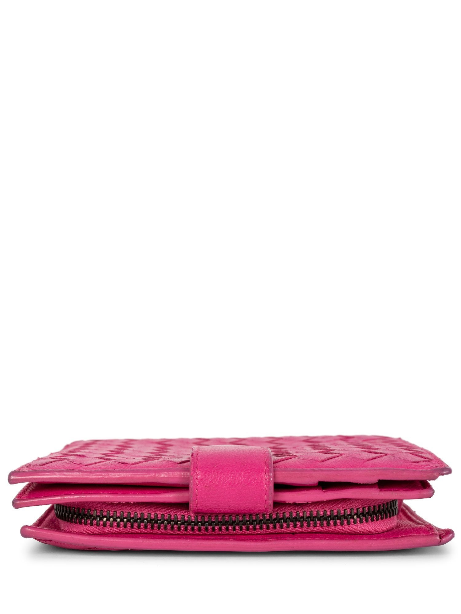 Bottega Veneta Intrecciato Leather Square Wallet Pink