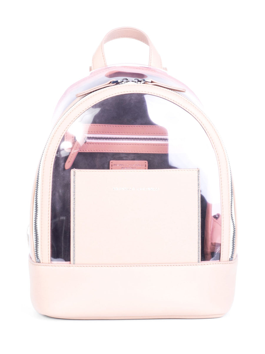 Brunello Cucinelli Leather Clear Molini Backpack Taupe