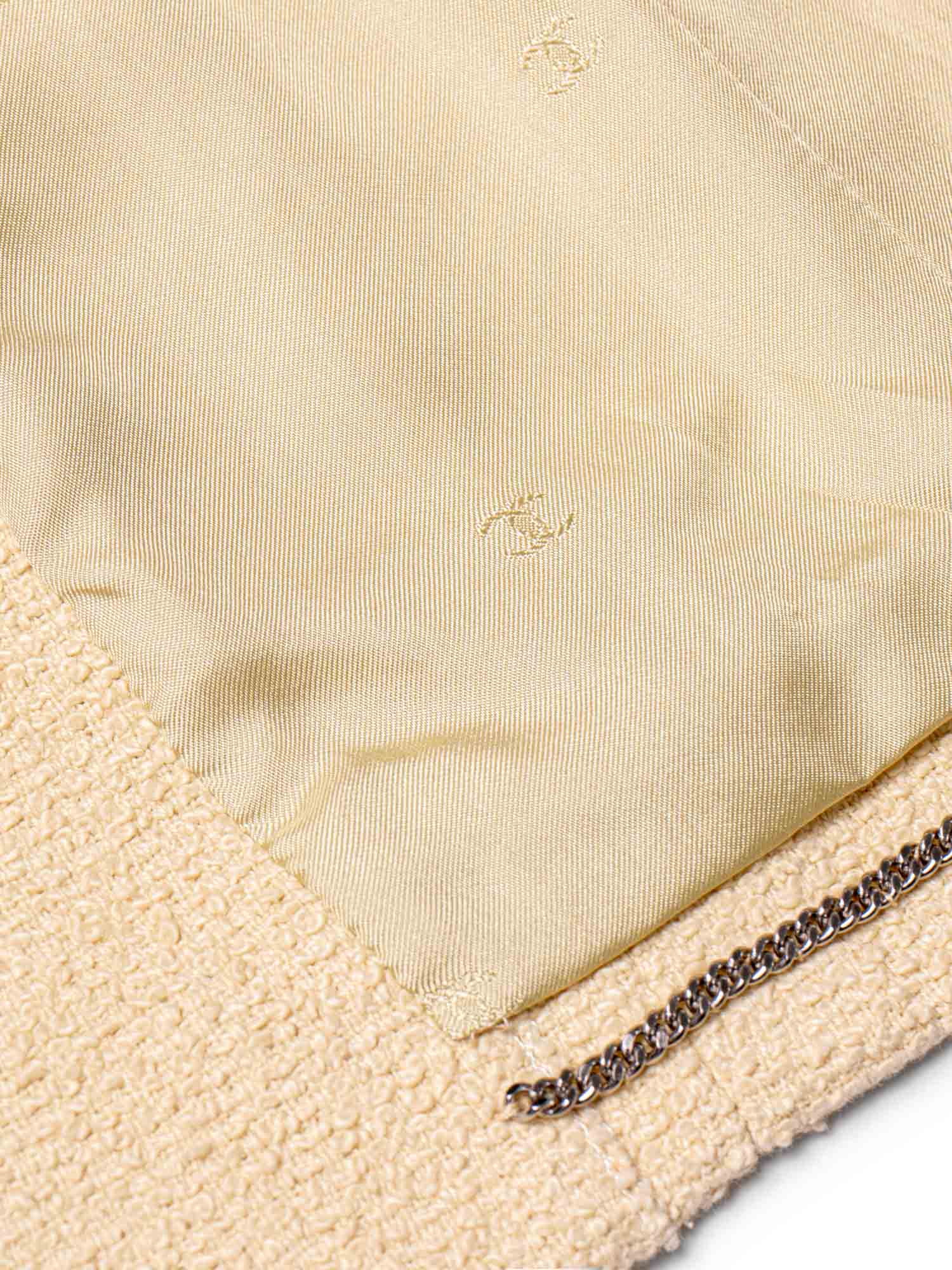 CHANEL CC Logo 90s Tweed Fitted Jacket Beige