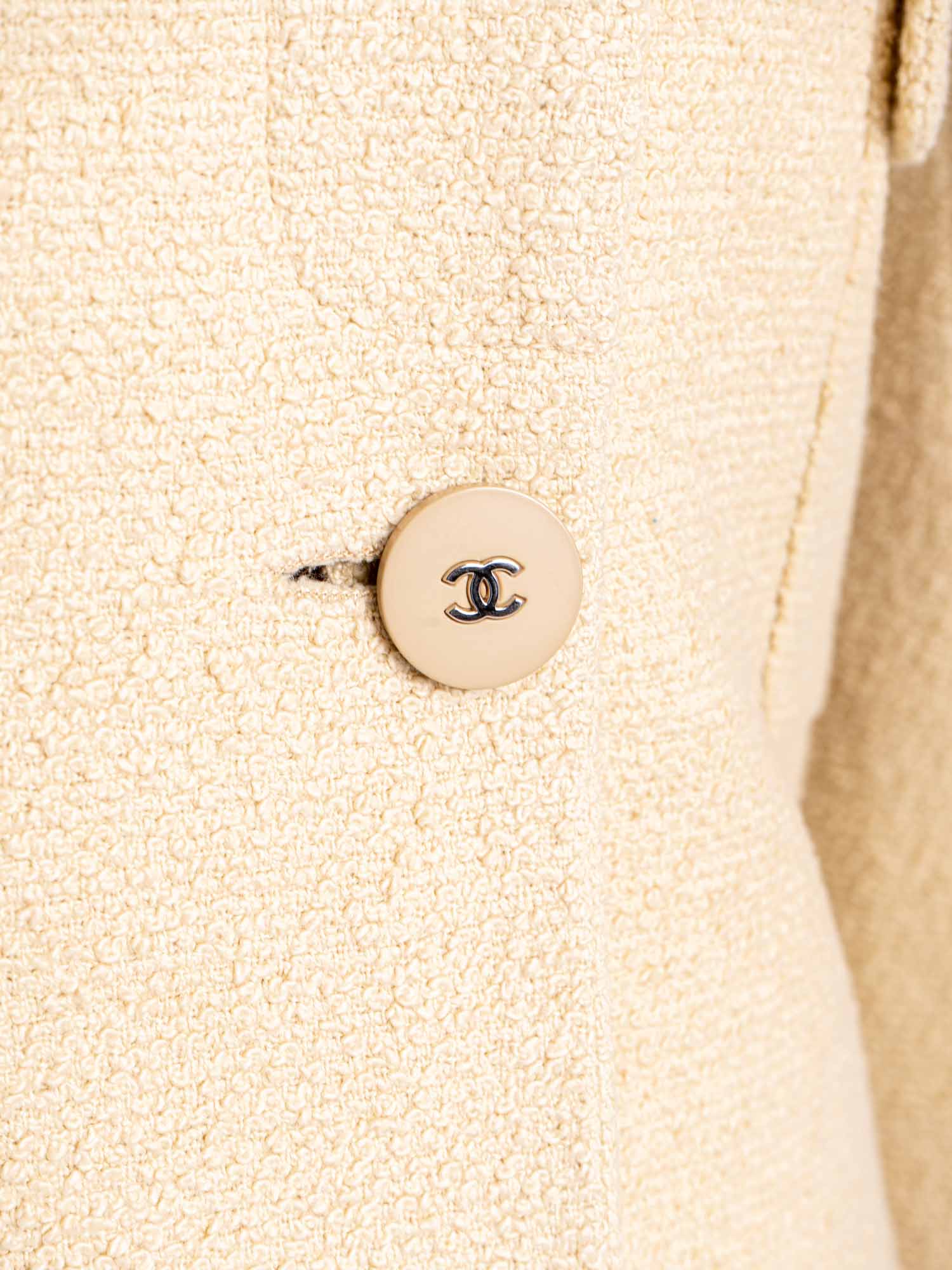 CHANEL CC Logo 90s Tweed Fitted Jacket Beige