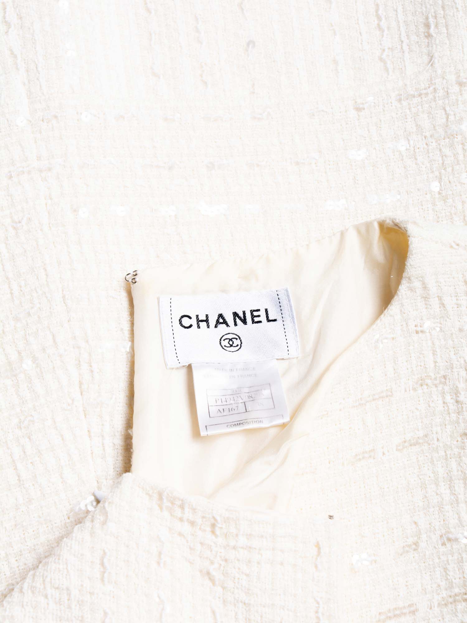CHANEL Lesage Tweed Sequin Midi Dress Ivory