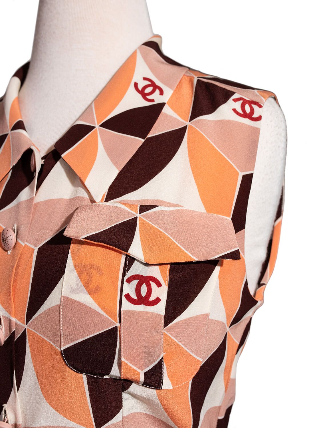 CHANEL Silk CC Logo Top Multicolor
