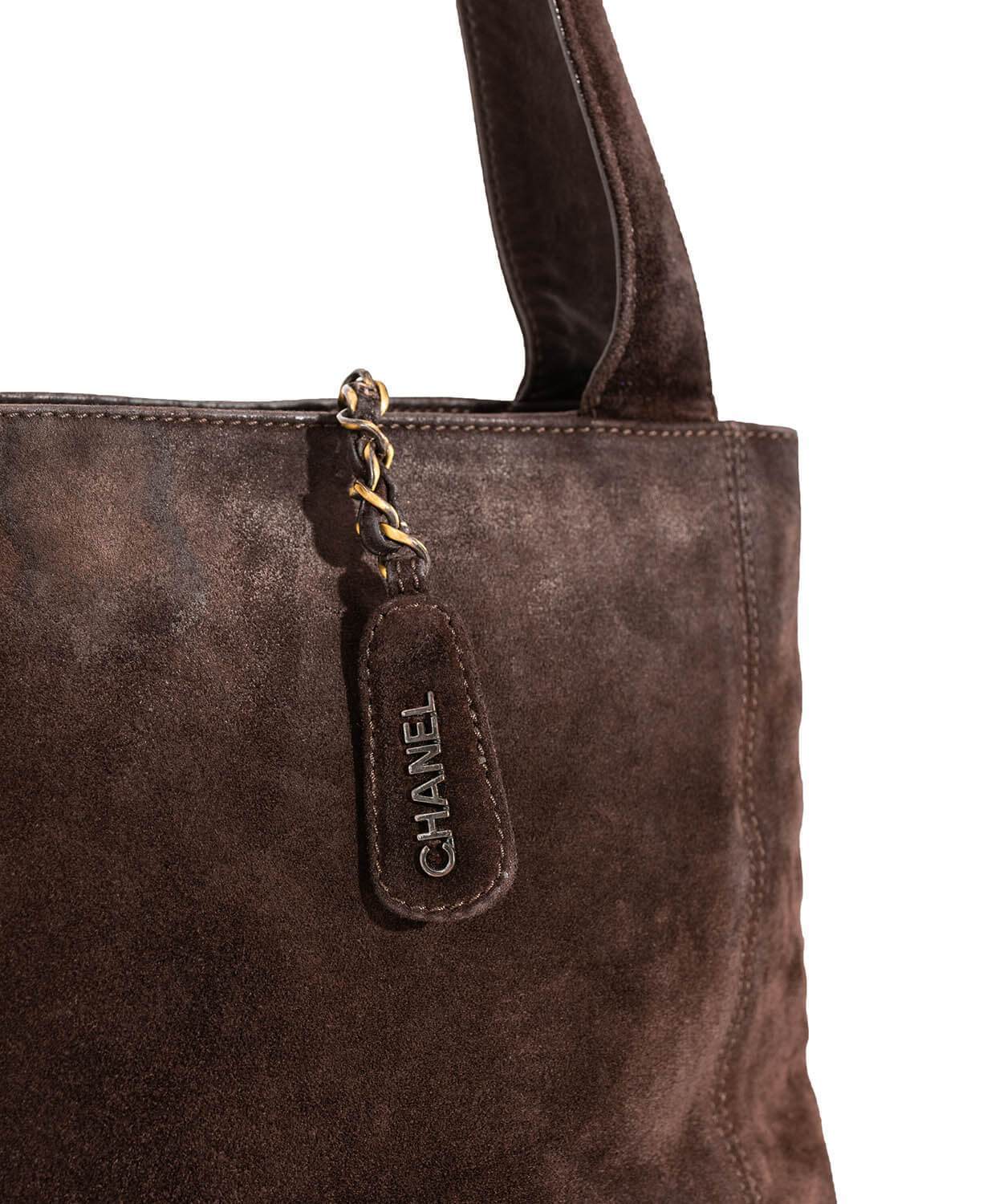 CHANEL Suede Shoulder Bag Brown