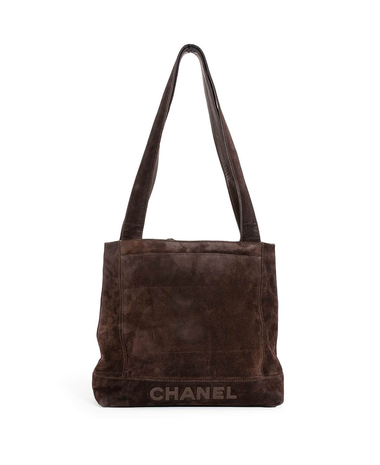 CHANEL Suede Shoulder Bag Brown