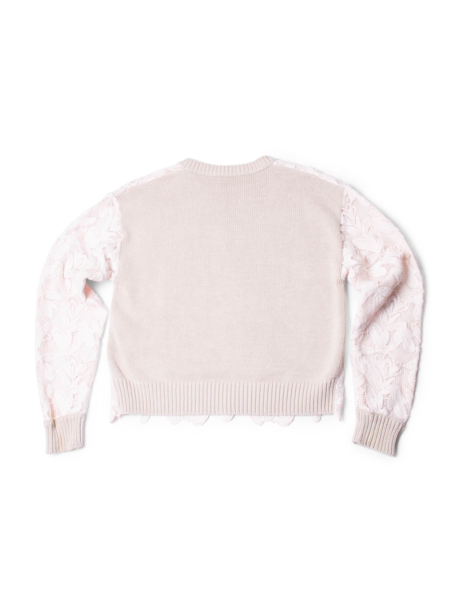 Chloe Cotton Lace Knit Sweater Taupe Pink
