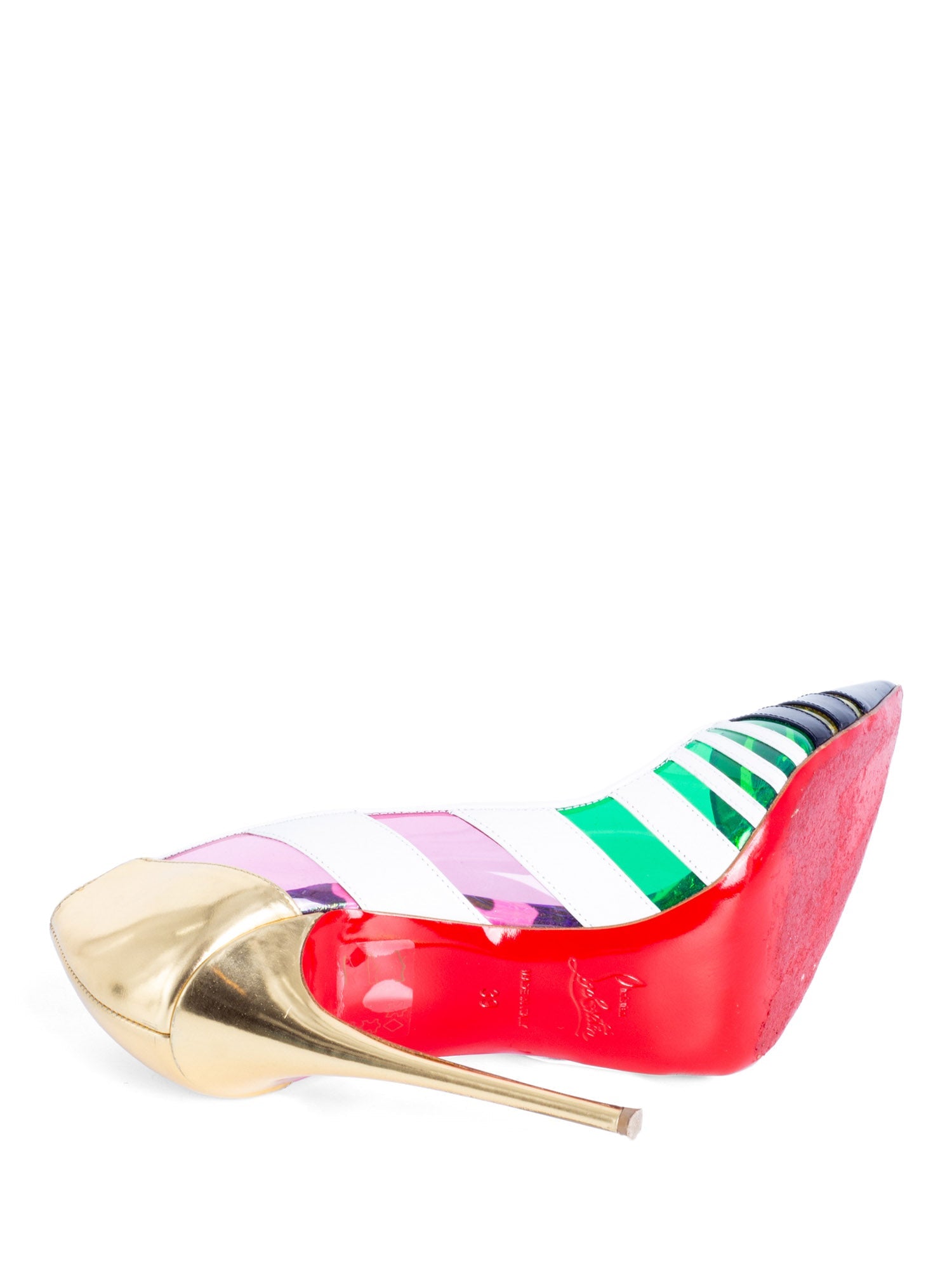 Christian Louboutin Leather Bandy 100 Striped Pumps Multicolor