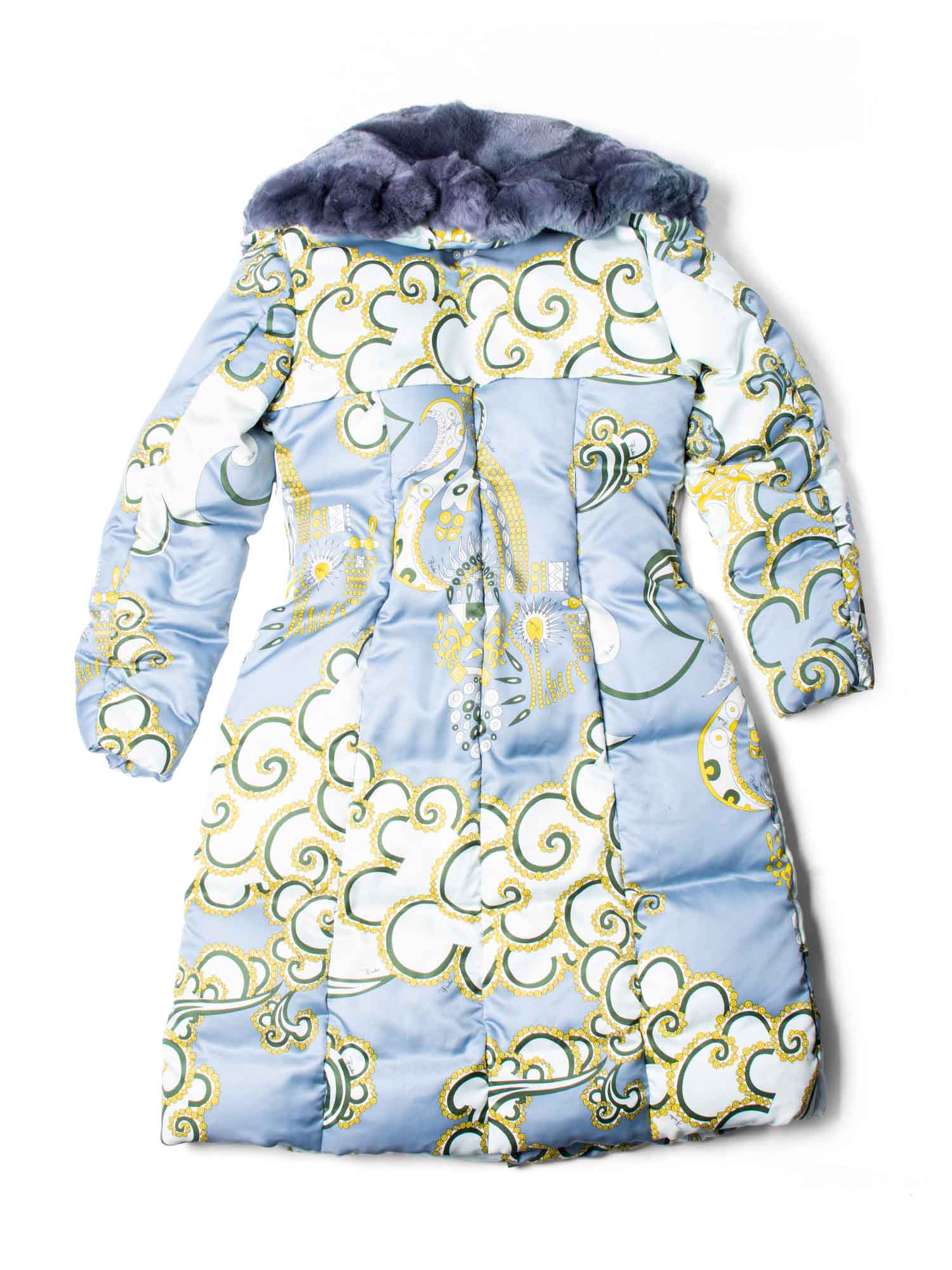 Emilio Pucci Signature Fur Puffer Coat Blue
