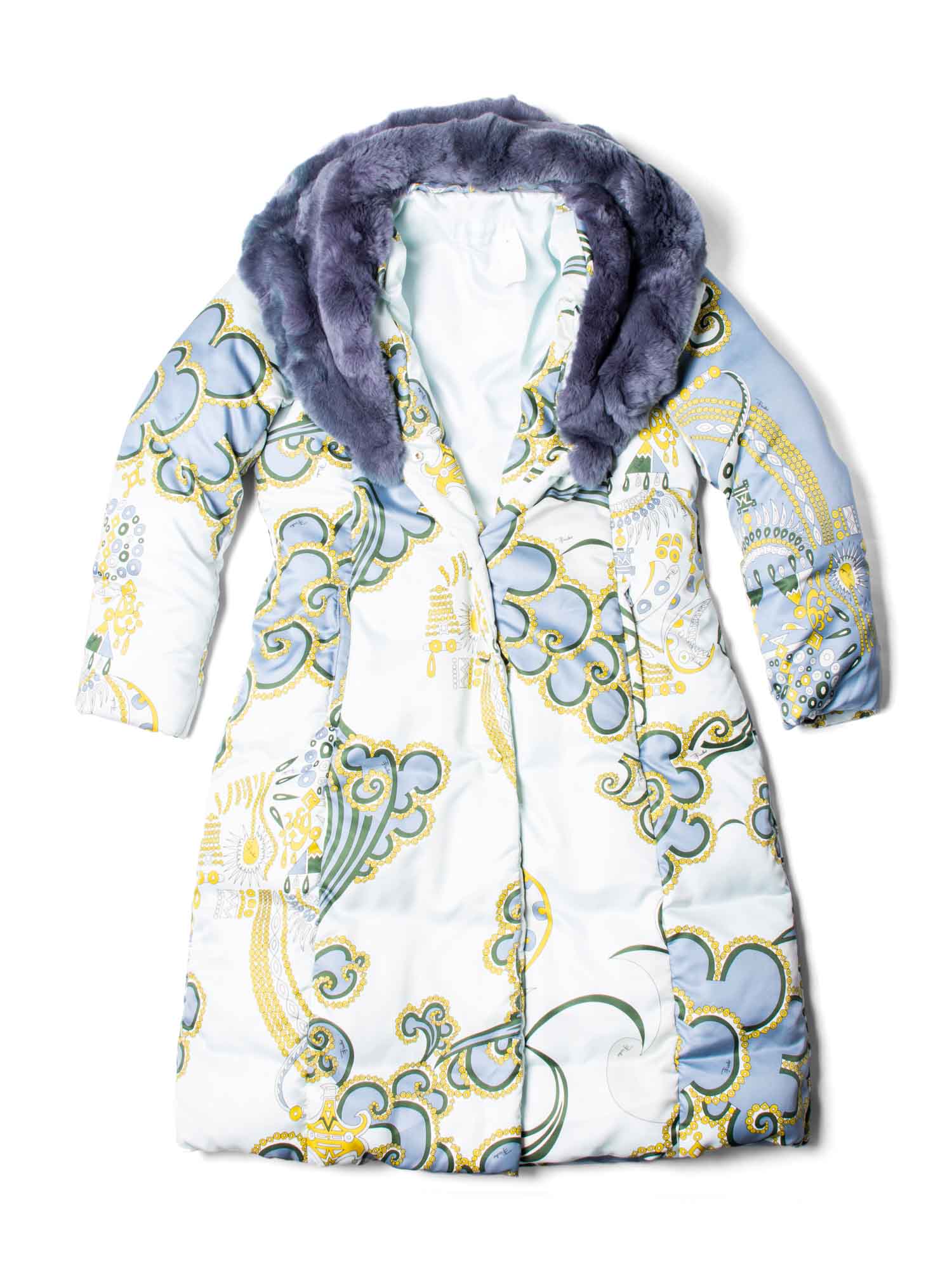 Emilio Pucci Signature Fur Puffer Coat Blue
