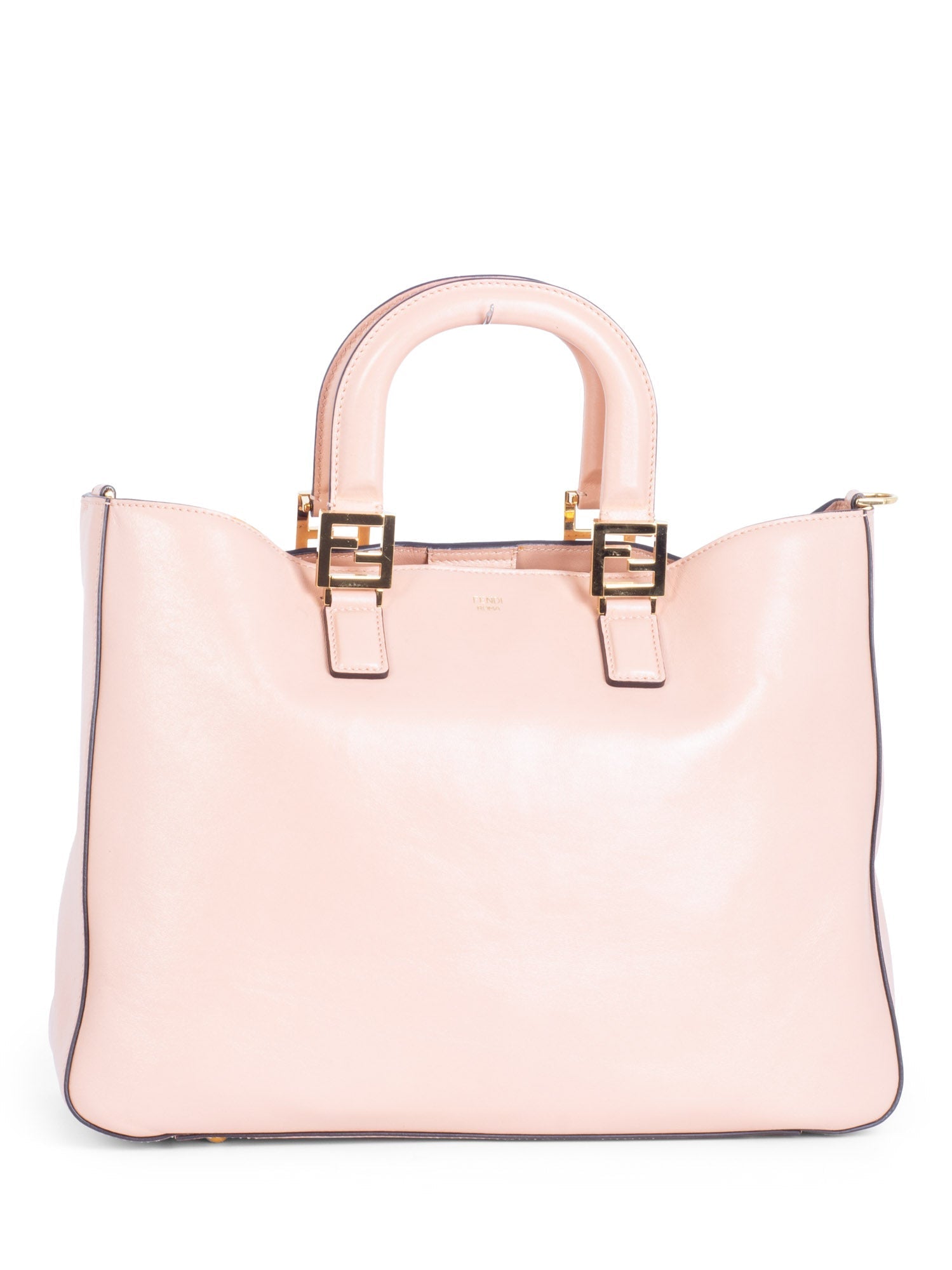 Fendi Leather FF Logo Shopper Bag Blush Pink