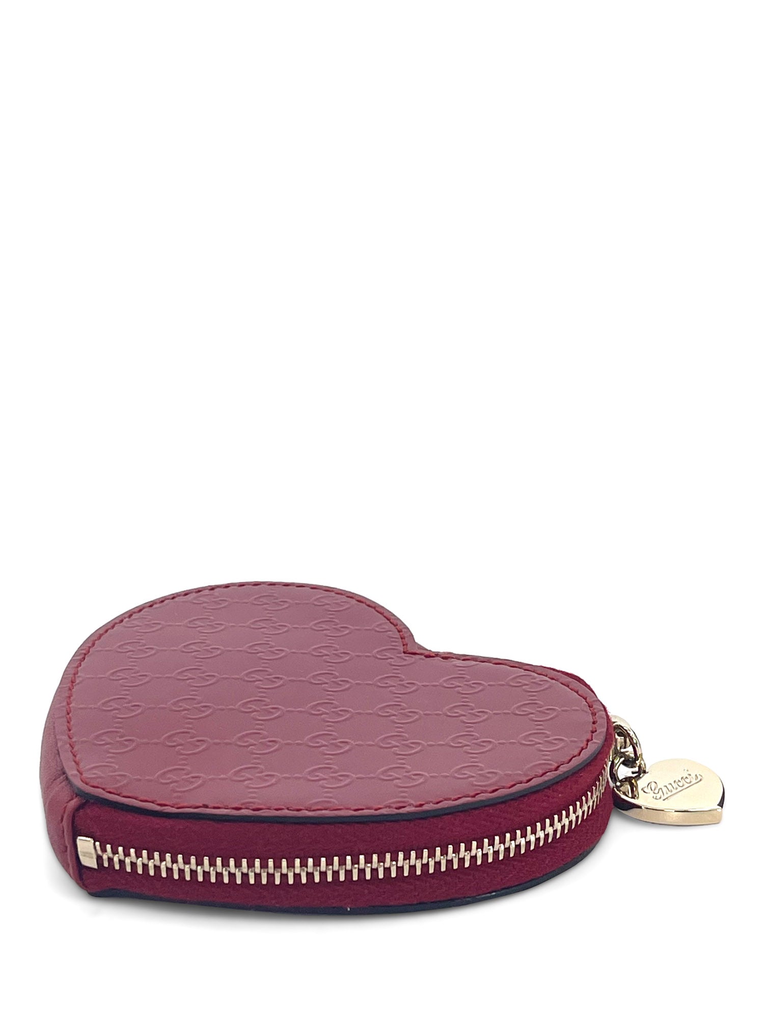 Gucci GG Supreme Heart Shaped Coin Pouch Red
