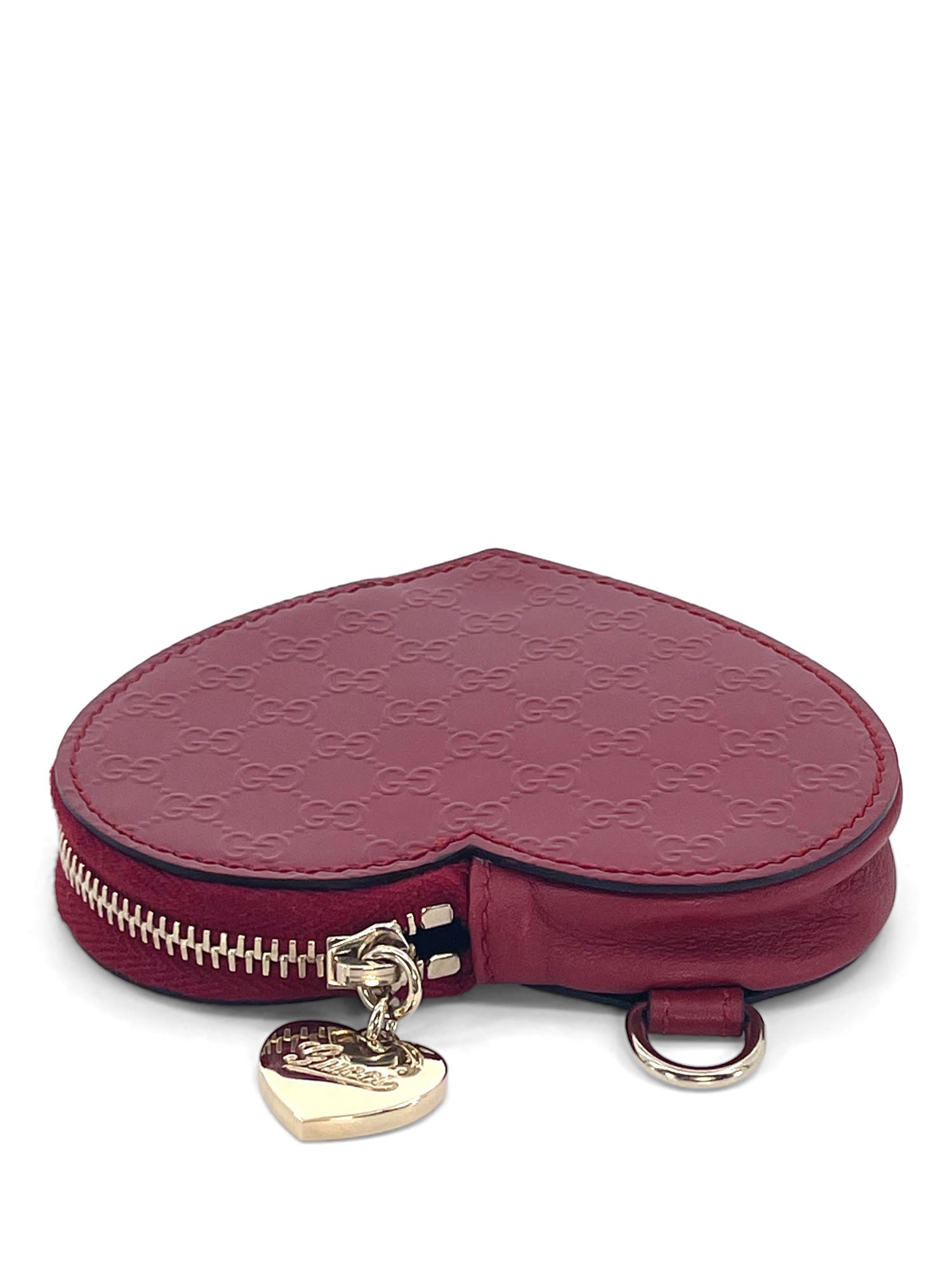 Gucci GG Supreme Heart Shaped Coin Pouch Red