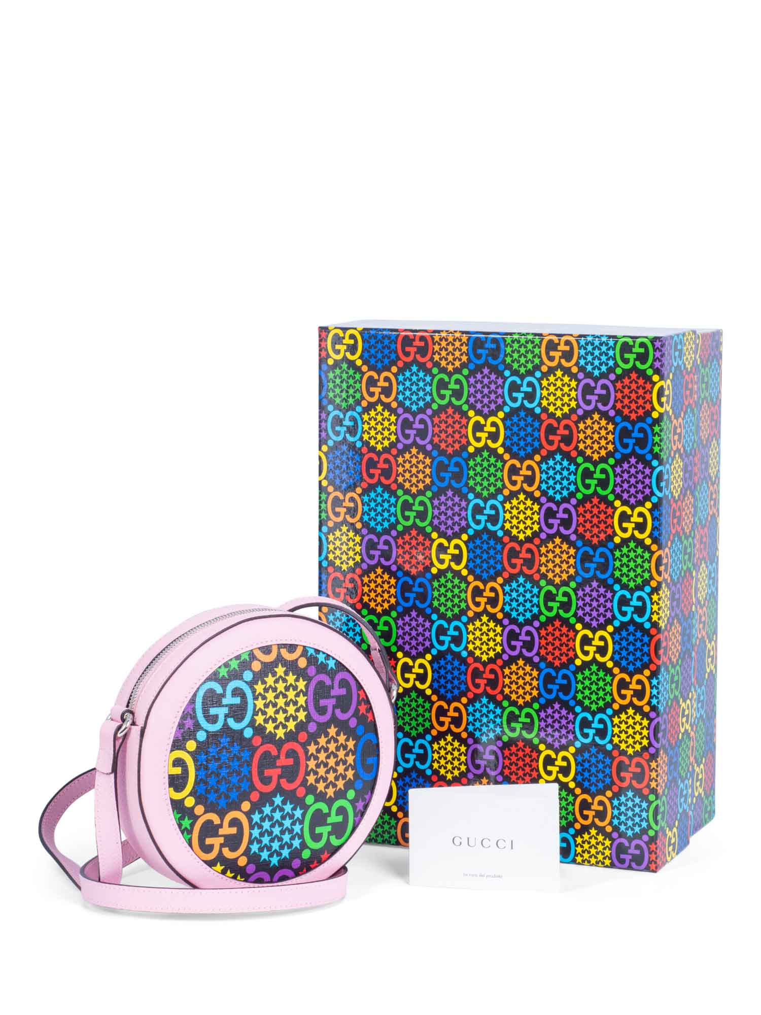 Gucci GG Supreme Monogram Psychedelic Round Messenger Bag Pink
