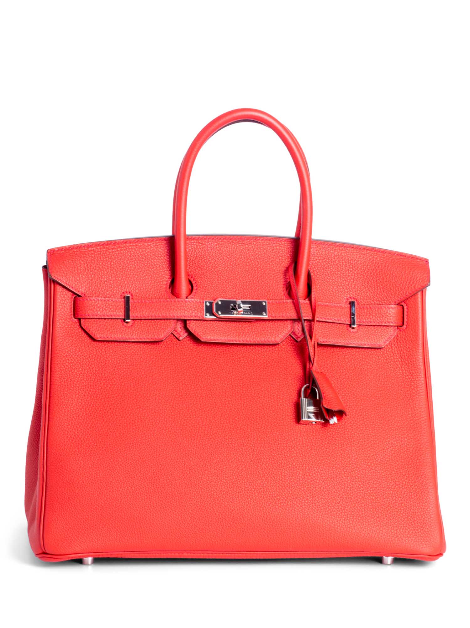 Hermes Clemence Leather Birkin Bag 35 Red