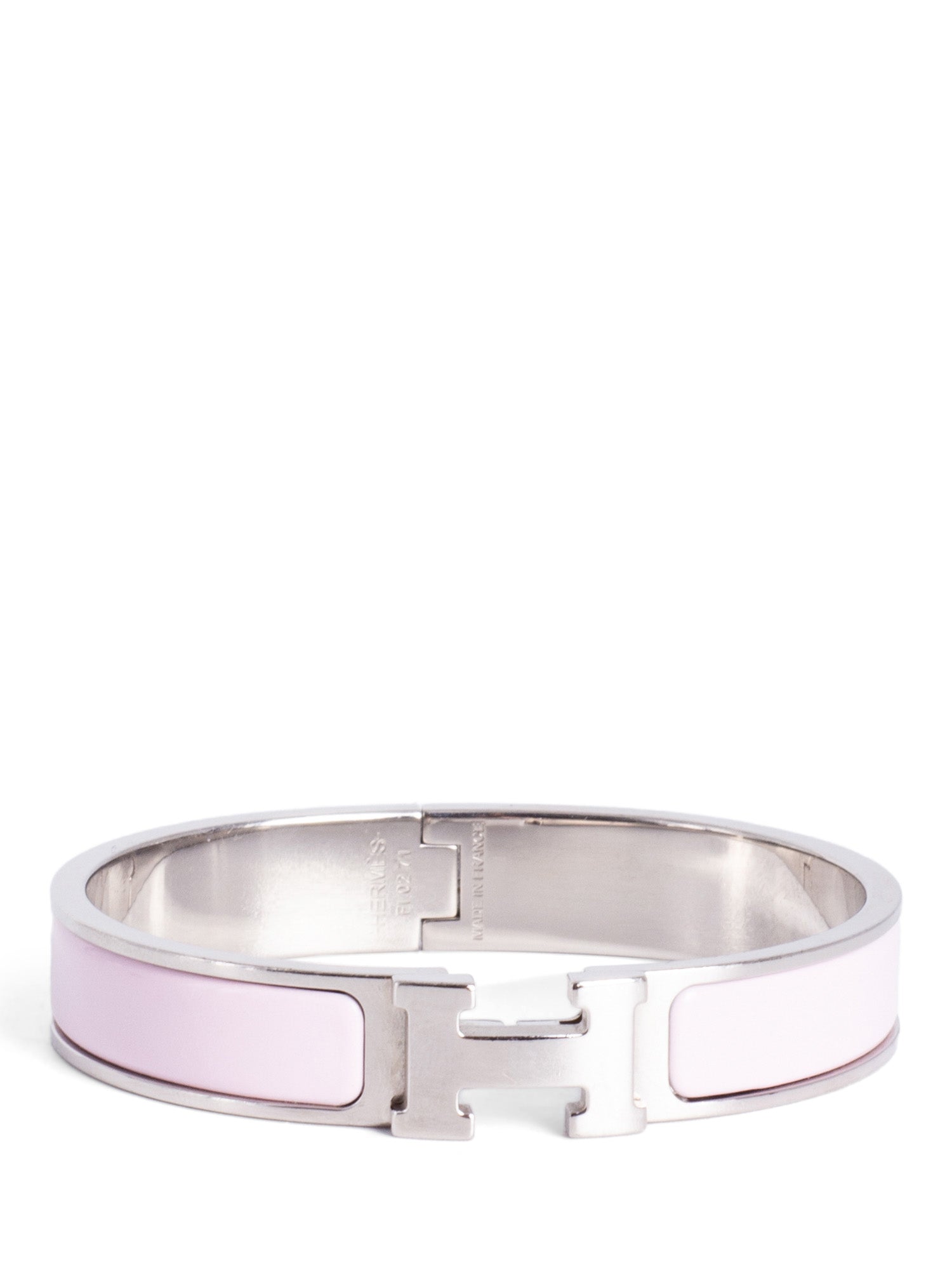 Hermes Enamel Narrow Clic Clac H Bracelet PM Blush Pink