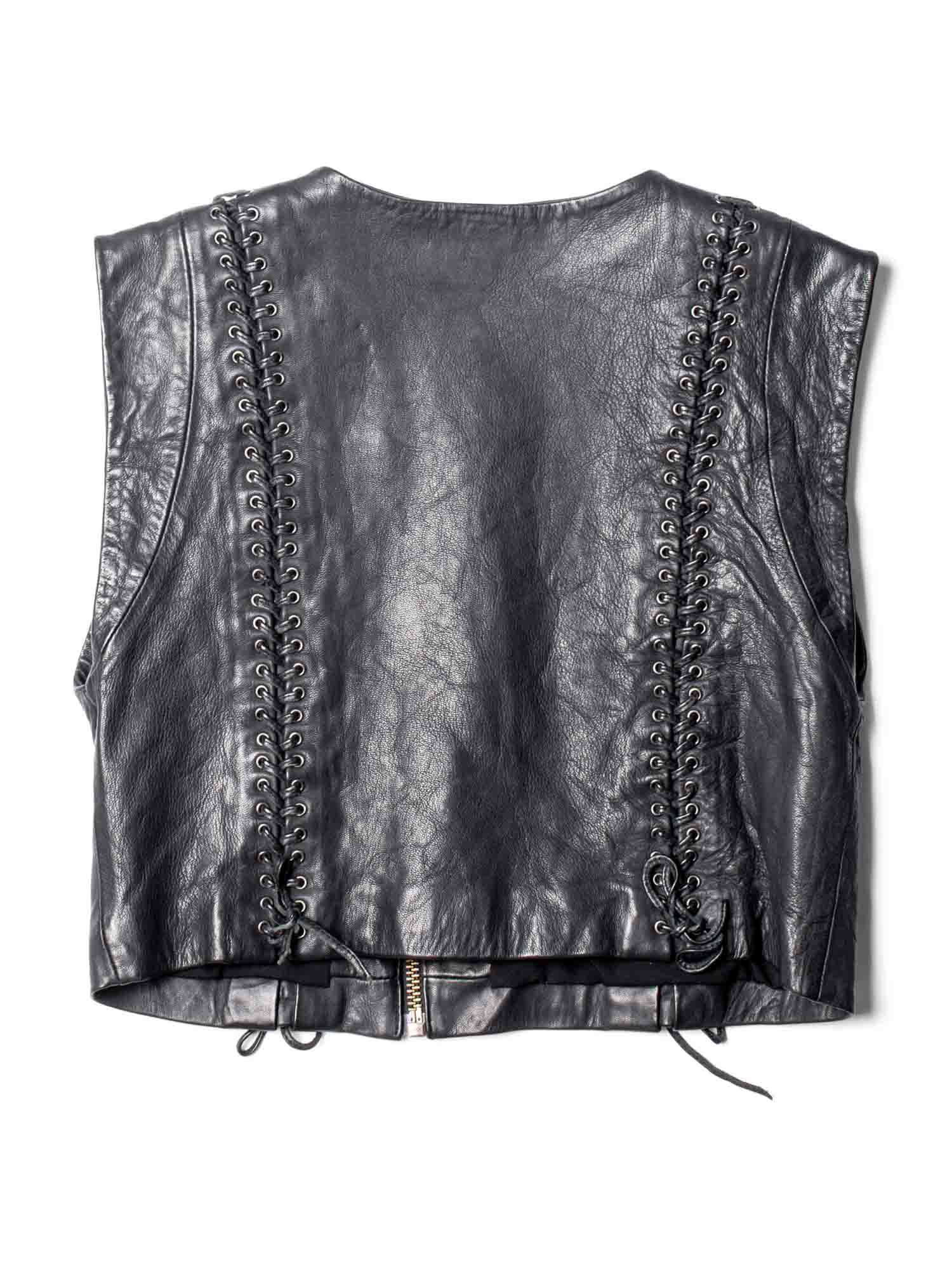 Iro Leather Lace Up Cropped Vest Black