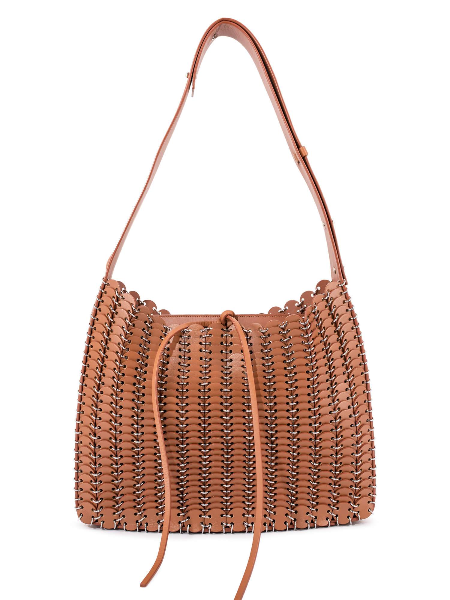 Paco Rabanne Leather Iconic 1969 Shoulder Bag Brown