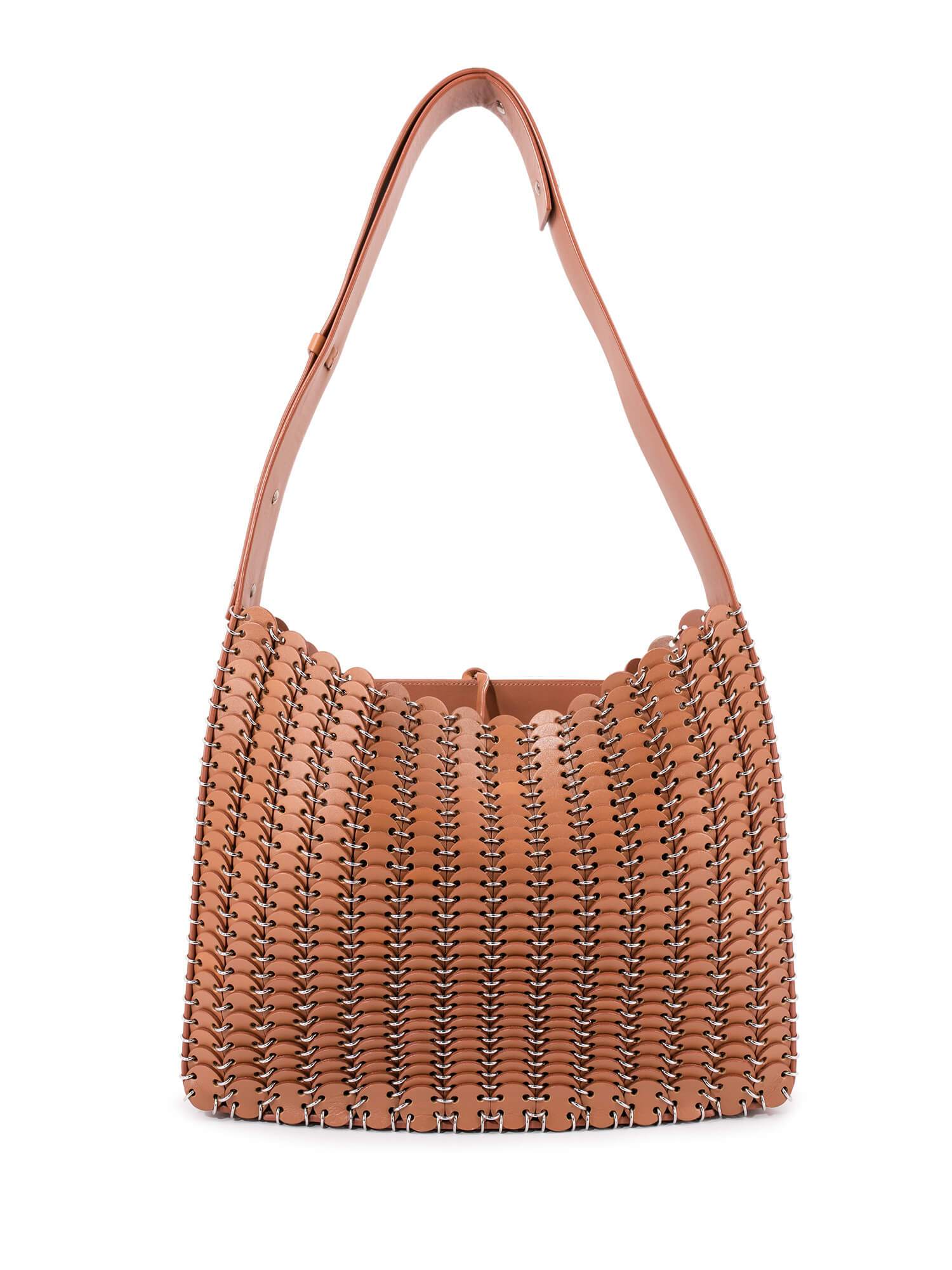 Paco Rabanne Leather Iconic 1969 Shoulder Bag Brown