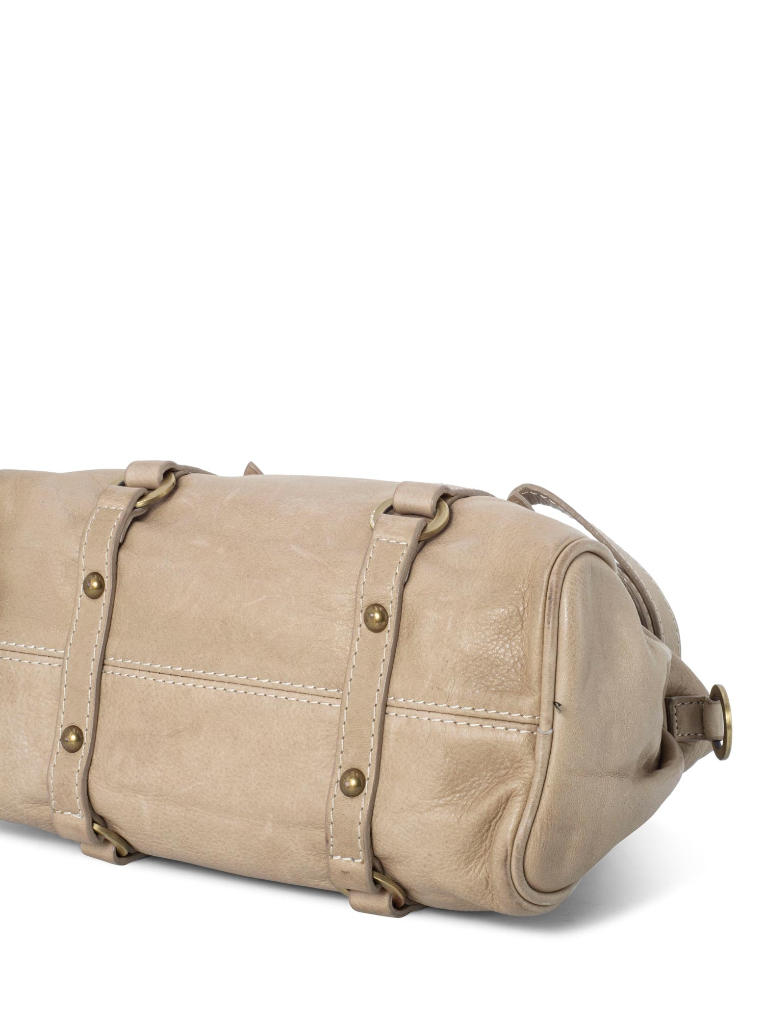 Peserico Distressed Leather Mini Messenger Bag Taupe