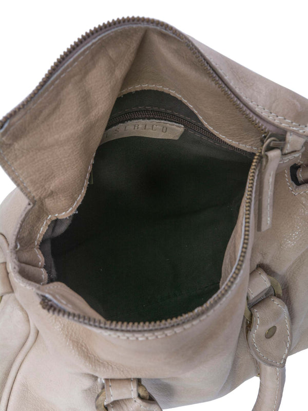 Peserico Distressed Leather Mini Messenger Bag Taupe