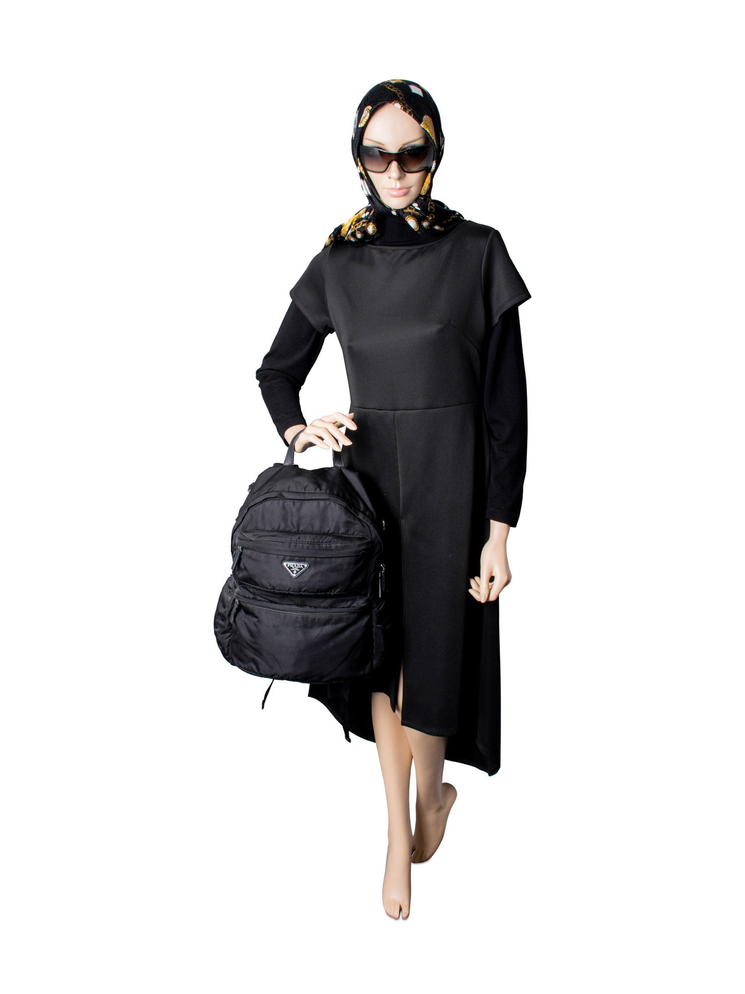 Prada Canvas Leather Large Backpack Black