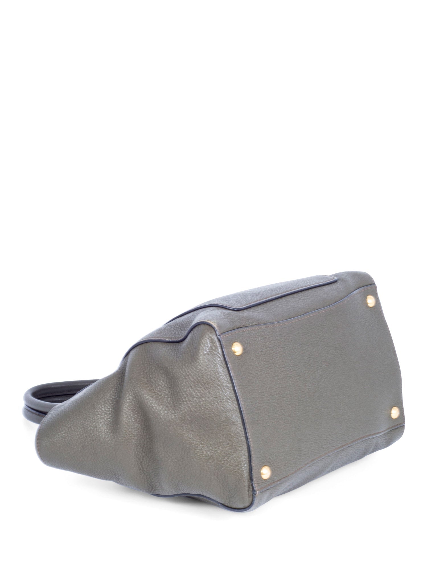 Prada Pebble Leather Shopper Bag Green