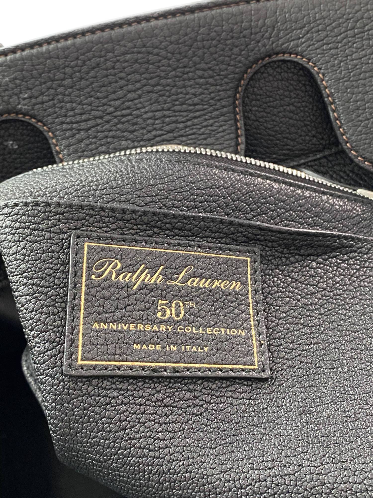 Ralph Lauren Leather Leopard Light Ricky Bag 33 Black