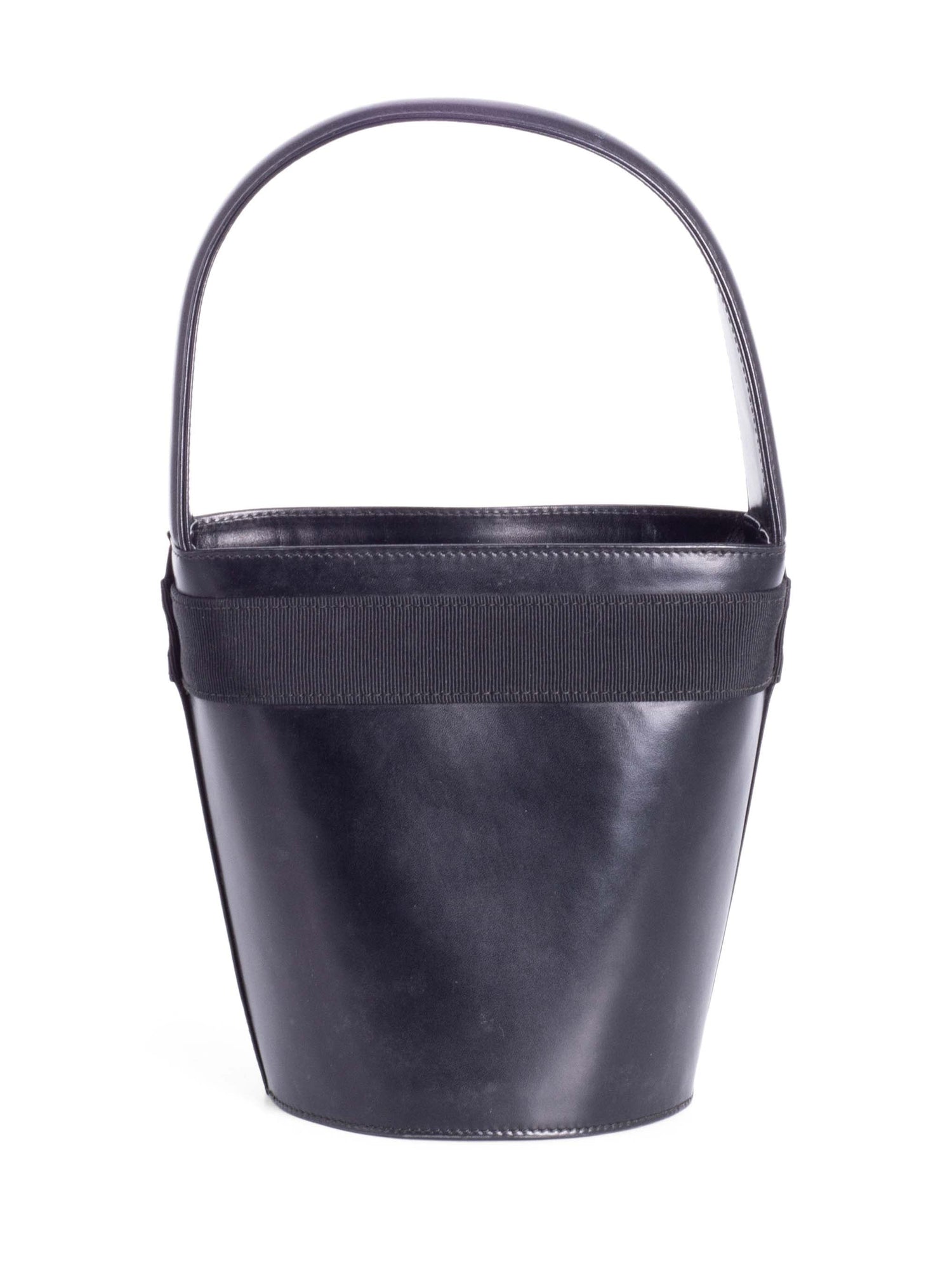 Salvatore Ferragamo Leather Top Handle Bucket Bag Black