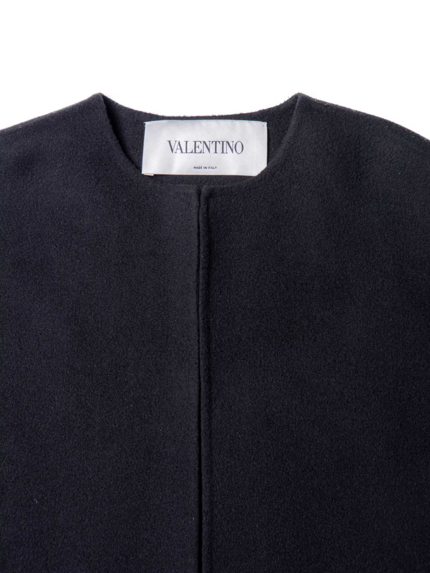 Valentino Cashmere Ruffled Cape Black
