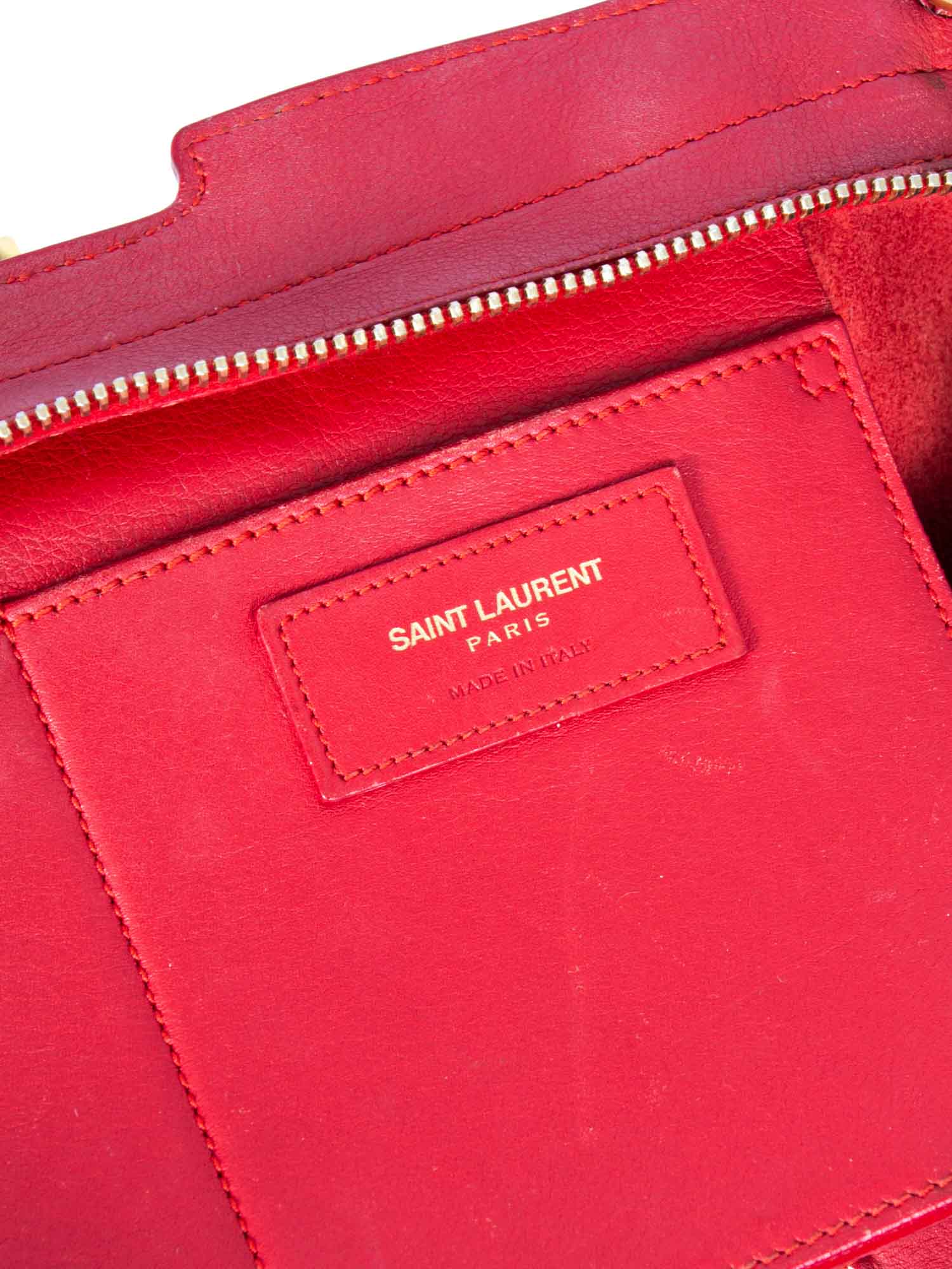 Yves Saint Laurent YSL Logo Leather Messenger Bag Red